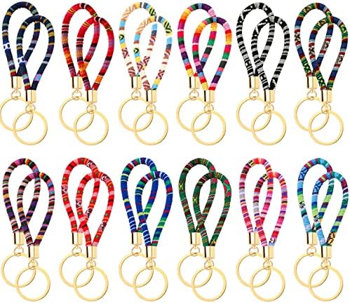 Junkin 24 Pcs Boho Surfer Key Chain with Golden Key-ring Bulk for Women ...