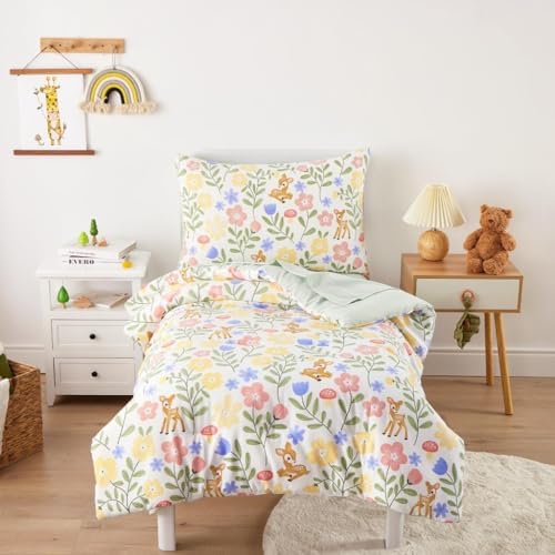 Amazon.com: Cozyholy 4 Piece Colorful Floral Toddler Bedding Set Cute ...