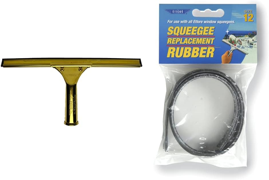 Ettore 10012 Proseries Brass Squeegee (12-Inch) + 20012 Squeegee ...