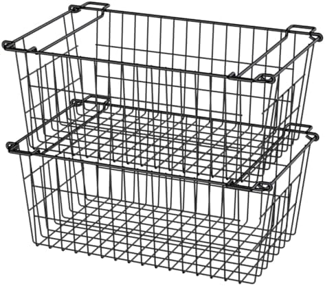 Amazon.com - SANNO 15.7in Stackable Wire Baskets For Pantry Storage and ...