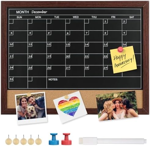 Amazon.com: MaxGear Magnetic Chalk Board Calendar Corkboard Como 17" x ...