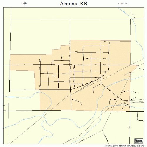 Large Street & Road Map of Almena, Kansas KS - Printed poster size wall ...