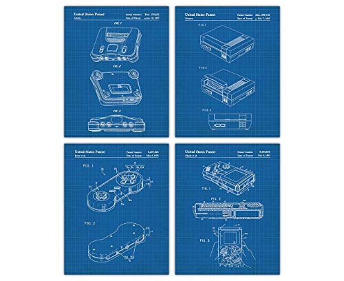 Amazon.com: Vintage Video Game Blueprint Patent Print, Set of 4, 8x10 ...