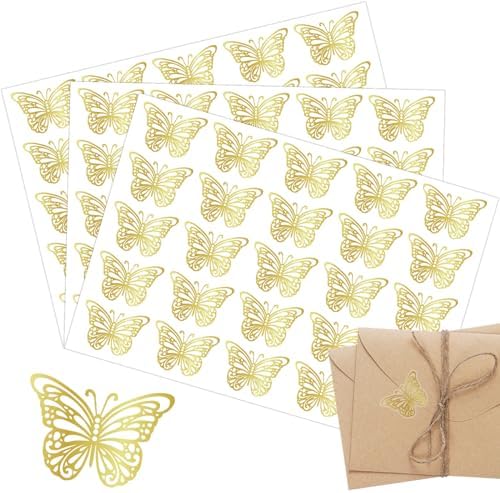 Amazon.com: 750pcs Butterfly Envelope Stickers, Gold Foil Butterfly ...