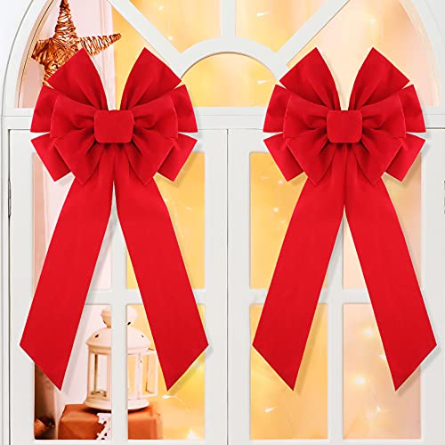 Syhood Christmas Red Bows Decorative Velvet Bows 13 x 25 Inch Large ...