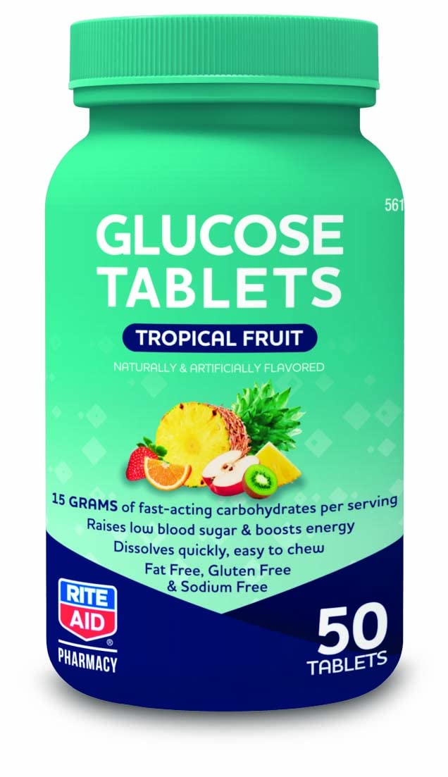 Buy Rite Aid Glucose Tablets, Tropical Fruit, 50 Count | Blood Sugar ...