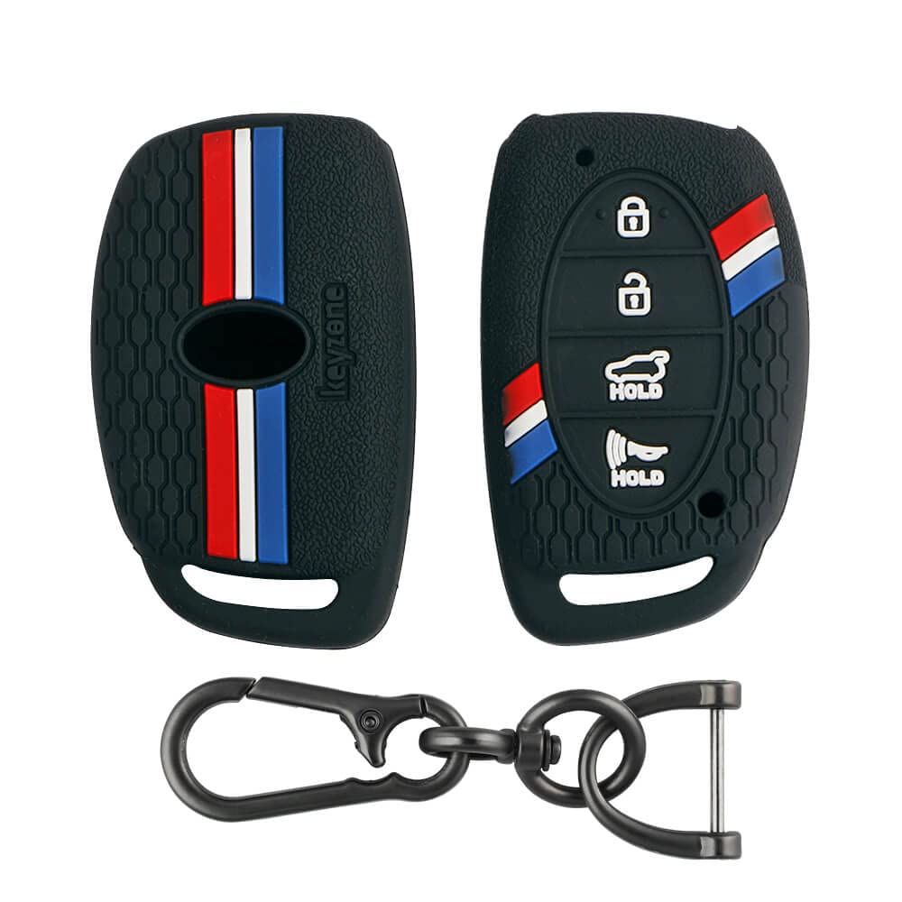 Keyzone® Striped Key Cover and Keyring Compatible for Venue, Elantra ...