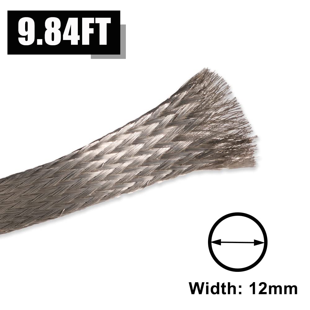 Snapklik.com : 9.84ft 12mm Braided Ground Strap Tinned Copper Flat ...