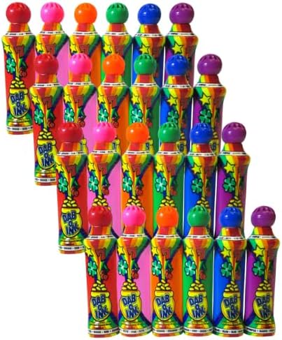 24 Pack of Bingo Dabbers Dab O Ink MIX OF 6 COLOURS 43ml each Dauber ...