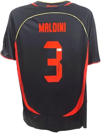 Amazon.com: Paolo Maldini Signed Milan Soccer Jersey #3, with Beckett ...