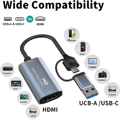 HDMI Video Capture Card, 4K Ultra Clear HDMI Game Capture Device, HDTV ...