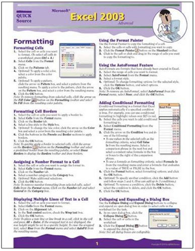 Microsoft Excel 2003 Advanced Quick Source Guide by Quick Source (2006 ...