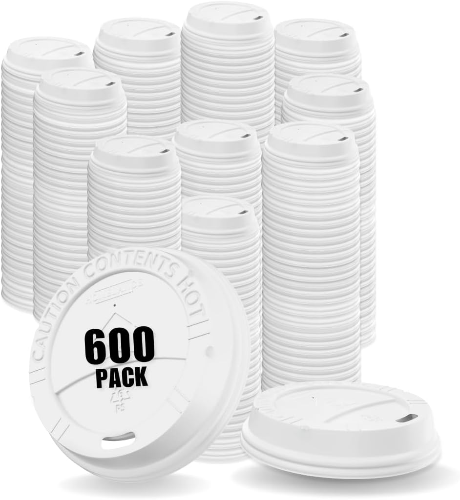 Amazon.com: Pack of 600 White Disposable Coffee Cup Lids - Leak-Proof ...