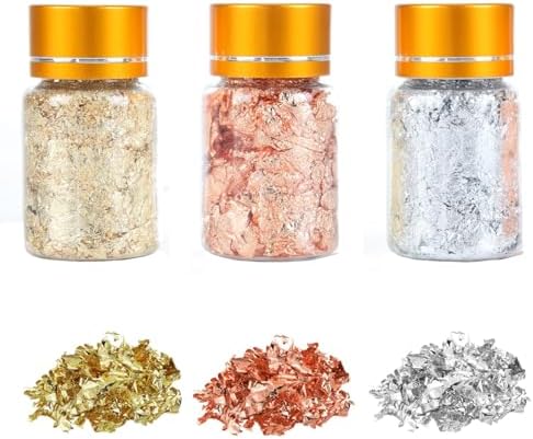 3 Pcs Edible Gold Leaf, Gold Leaf Sheets, Copper Silver Gold Leaf ...