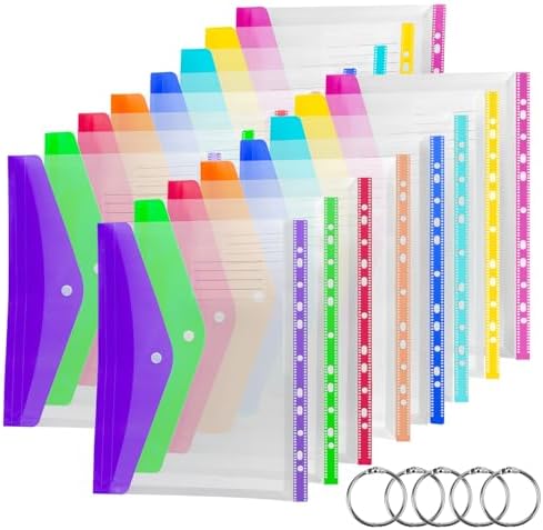 SdreMelo16Pack Punched Pockets A4 Expandable Punched Folders A4 Plastic ...