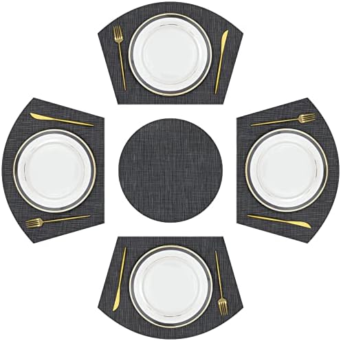 SHACOS Large Size Wedge Placemats with Centerpiece Round Mat Set of 5 ...
