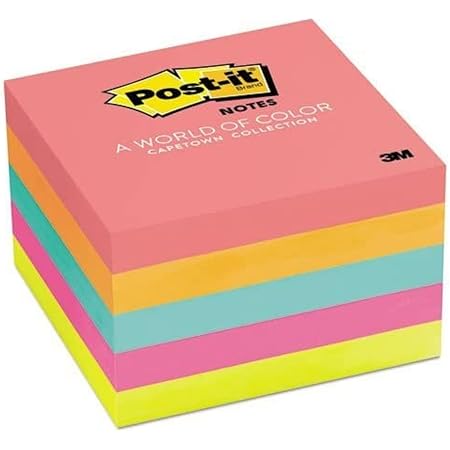 Post-It Notes - 3 inch x 3 inch, Pack of 5 Pads, Neon Multi Color ...