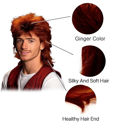 Ginger Mullet wig|Mens Wig for Adult|Pop Rock Wigs for Men|Mens Wigs ...