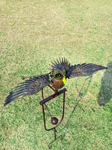 Amazon.com: Kinetic Metal Brown Grey Owl/Yard Stake Rocking/Wind ...
