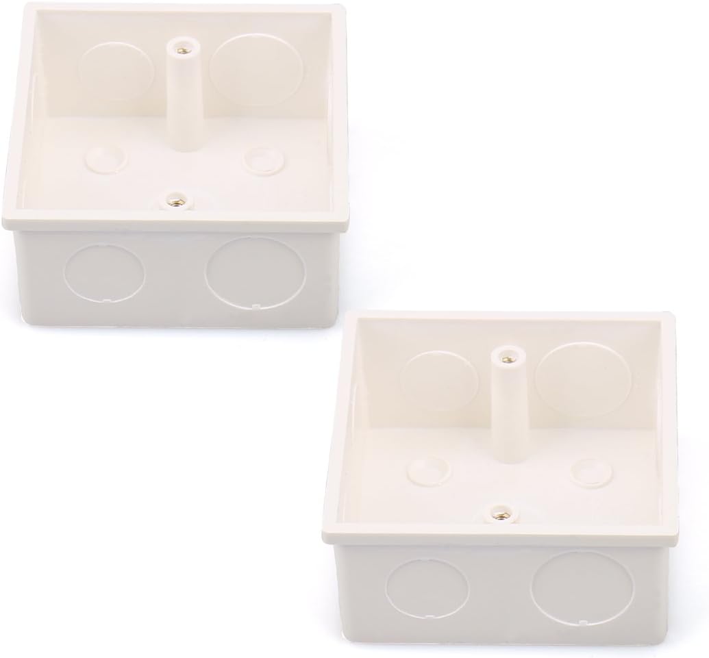 2 Pcs 86x86x38mm White PVC Flush-Type Wall Mounted Single Gang Junction ...