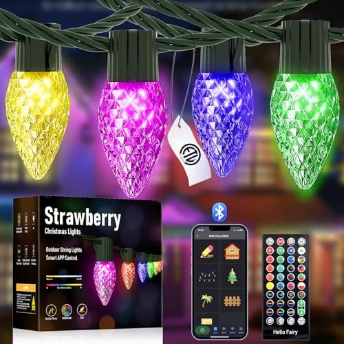 Smart Christmas Lights, C9 RGB 66FT 100LED Strawberry Lights, C9 Color ...
