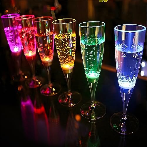 Amazon.com | LED Light Up Cups Wine Champagne Flutes Set of 6 Party ...