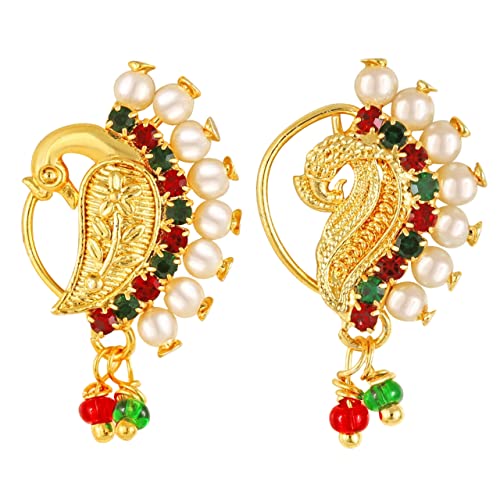 Buy Vighnaharta Gold Plated Mayur Design with Pearl and Artificial ...