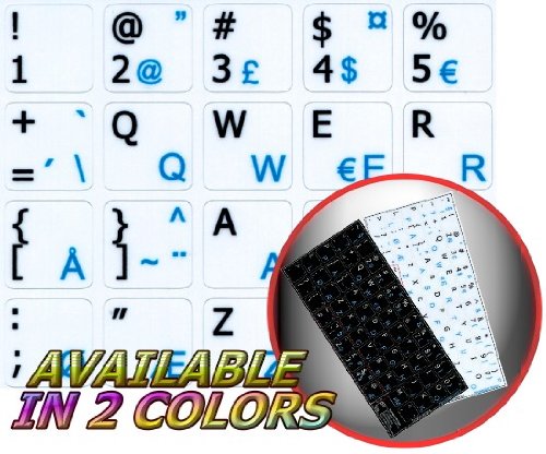 Amazon.com: NORWEGIAN - ENGLISH KEYBOARD STICKERS WHITE BACKGROUND ...
