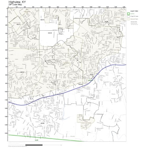 Amazon.com : ZIP Code Wall Map of Highview, KY ZIP Code Map Laminated ...