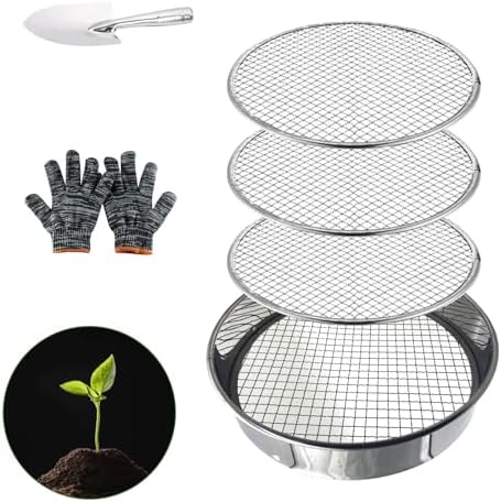 Tefola Soil Sieve Sifter Set, Stainless Steel Garden Sieve, Round Mesh ...