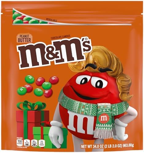 Amazon.com : M&M'S Peanut Butter Red & Green Milk Chocolate Christmas ...