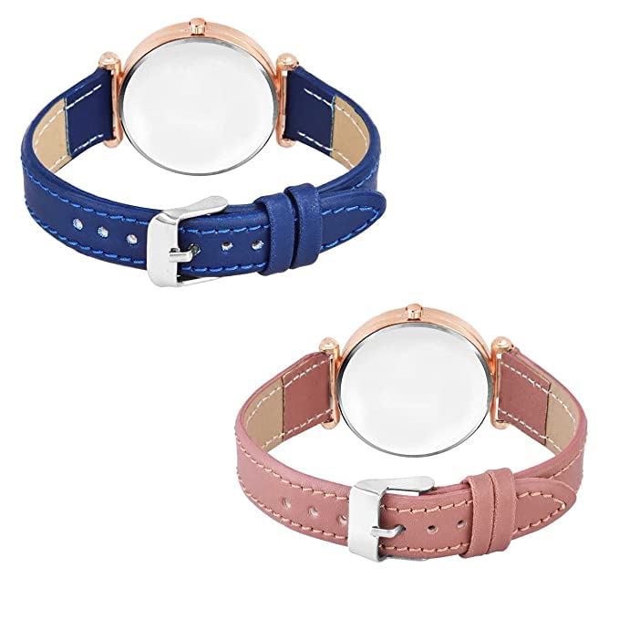 Buy Carnage Princess Dial Pack of 2 Combo Leathers Strap Analog Women ...