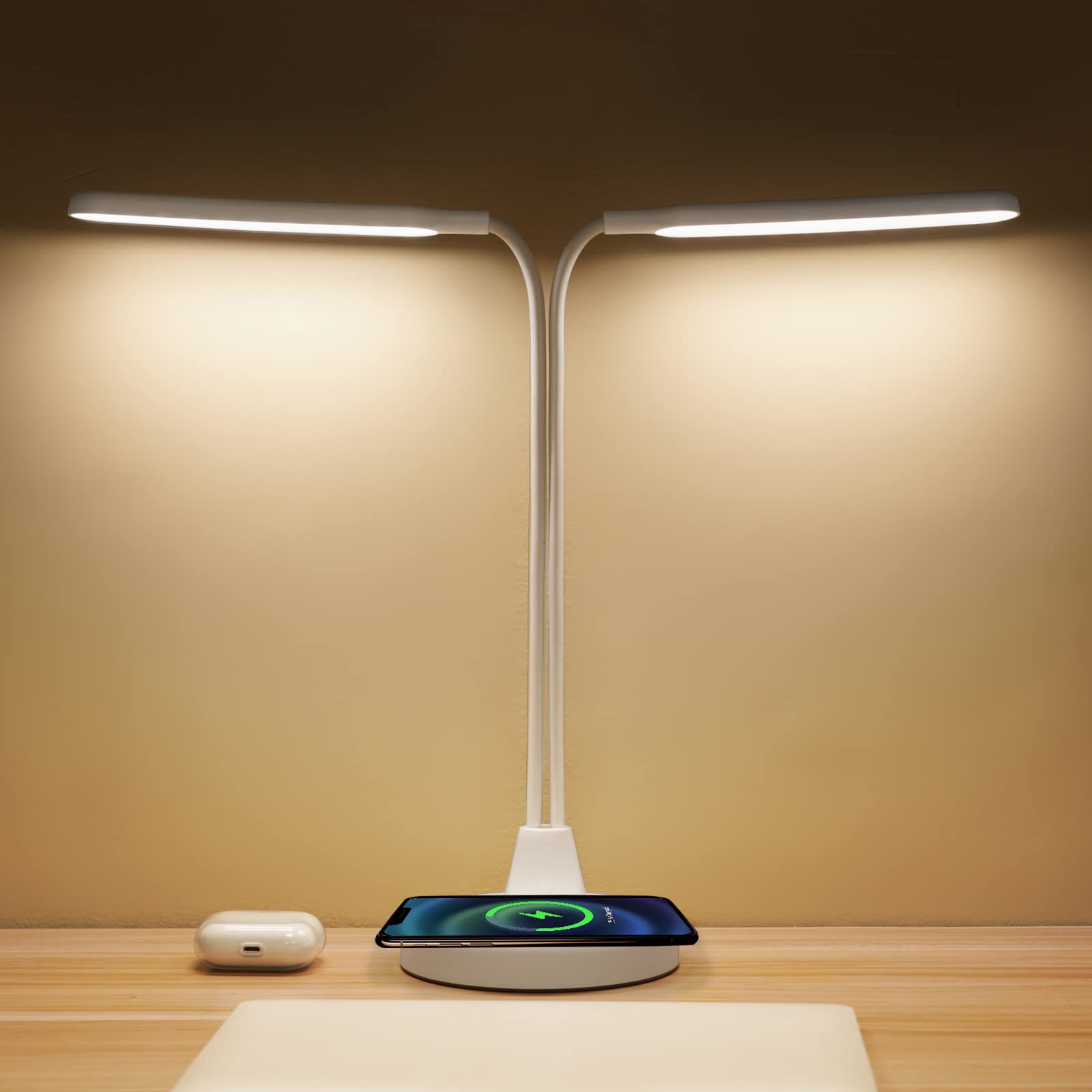 Desk Lamp with Wireless Charger, Gooseneck Adjustment 8w Led Desk Lamp ...