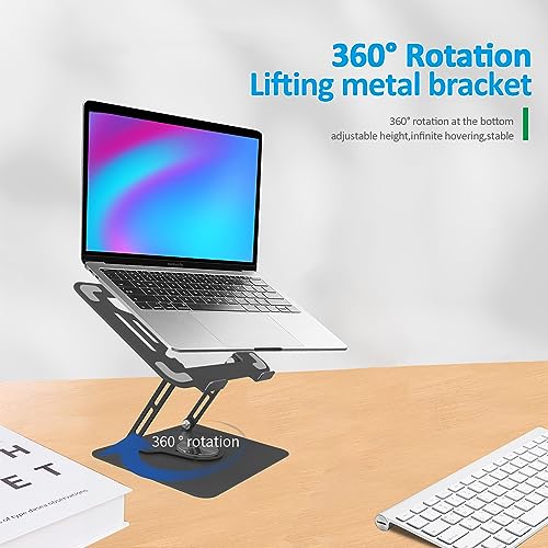 Laptop Stand with Adjustable Height and Angle, 360 Rotation PC Stand ...