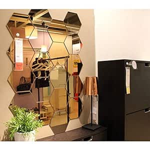 Buy Wall1ders 20 Hexagon with 10 Butterflies Gold (Each Pcs Size 12 x ...