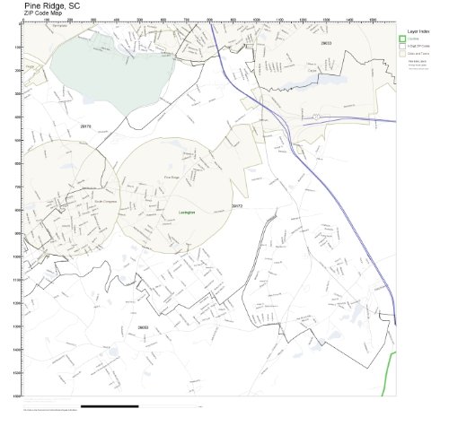ZIP Code Wall Map of Pine Ridge, SC ZIP Code Map Laminated - Import It All
