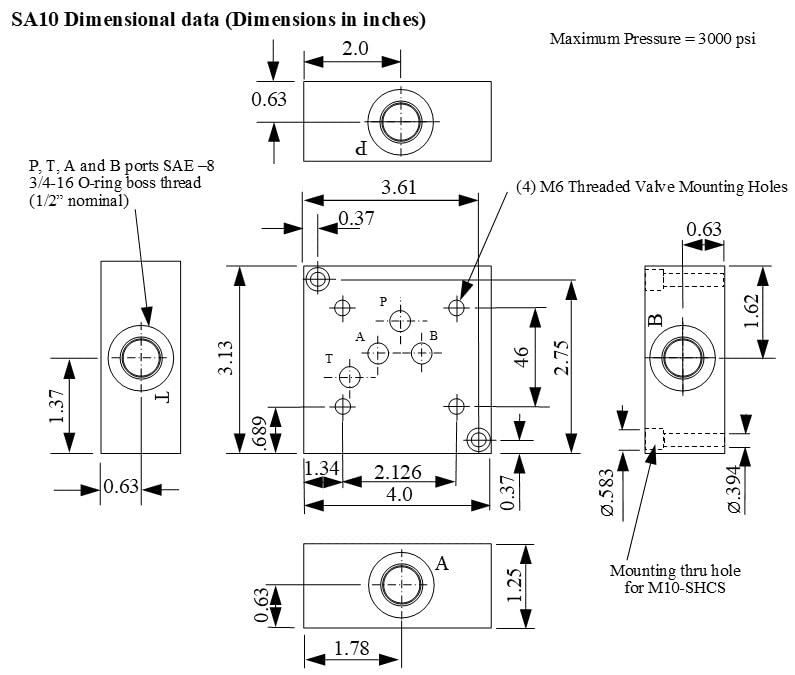 Hydraulic Valve Mounting Sub Plate D05 NG10 Cetop 5 Pattern Anodized ...