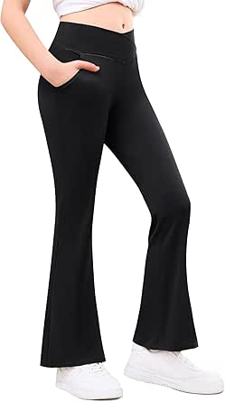 Adorel Girls Flared Leggings Gymnastics Kids School Trousers Black ...