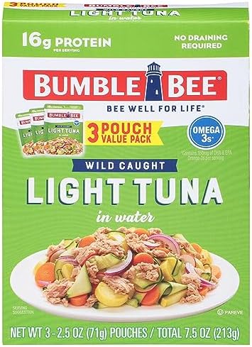 Amazon.com: Bumble Bee Chunk Light Tuna in Water, 2.5 oz Pouches (Pack ...