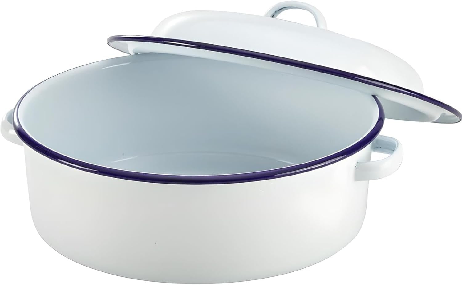 VG® Round Vitreous Enamel Roaster with Lid Oven Safe 29cm approx ...