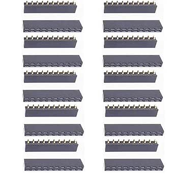 Amazon.com: 2.54mm 2 x 10Pin Female Socket Pin Header 10P Straight Dual ...