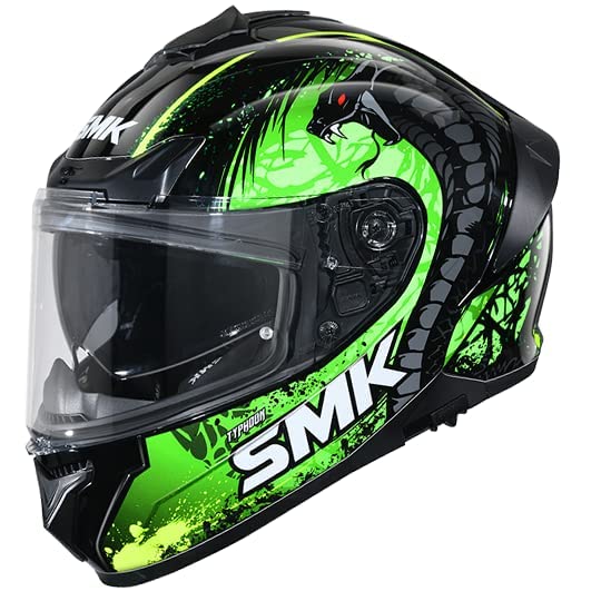 SMK Typhoon Reptile Full FACE Helmet D Ring with PINLOCK Fitted (GL-284 ...