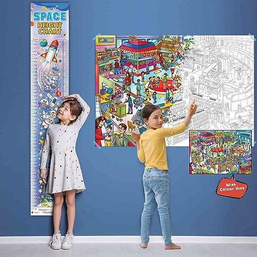 Buy SPACE HEIGHT CHART and GIANT AT THE MALL COLOURING POSTER|Set of 1 ...
