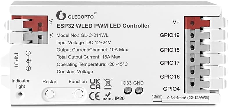 Amazon.com : ESP32 PWM WLED LED Controller 5 Modes in 1 DC 12-24V WiFi ...