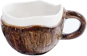 Amazon.com | RabyLeo Retro hand-kneaded irregular ceramic mug coconut ...