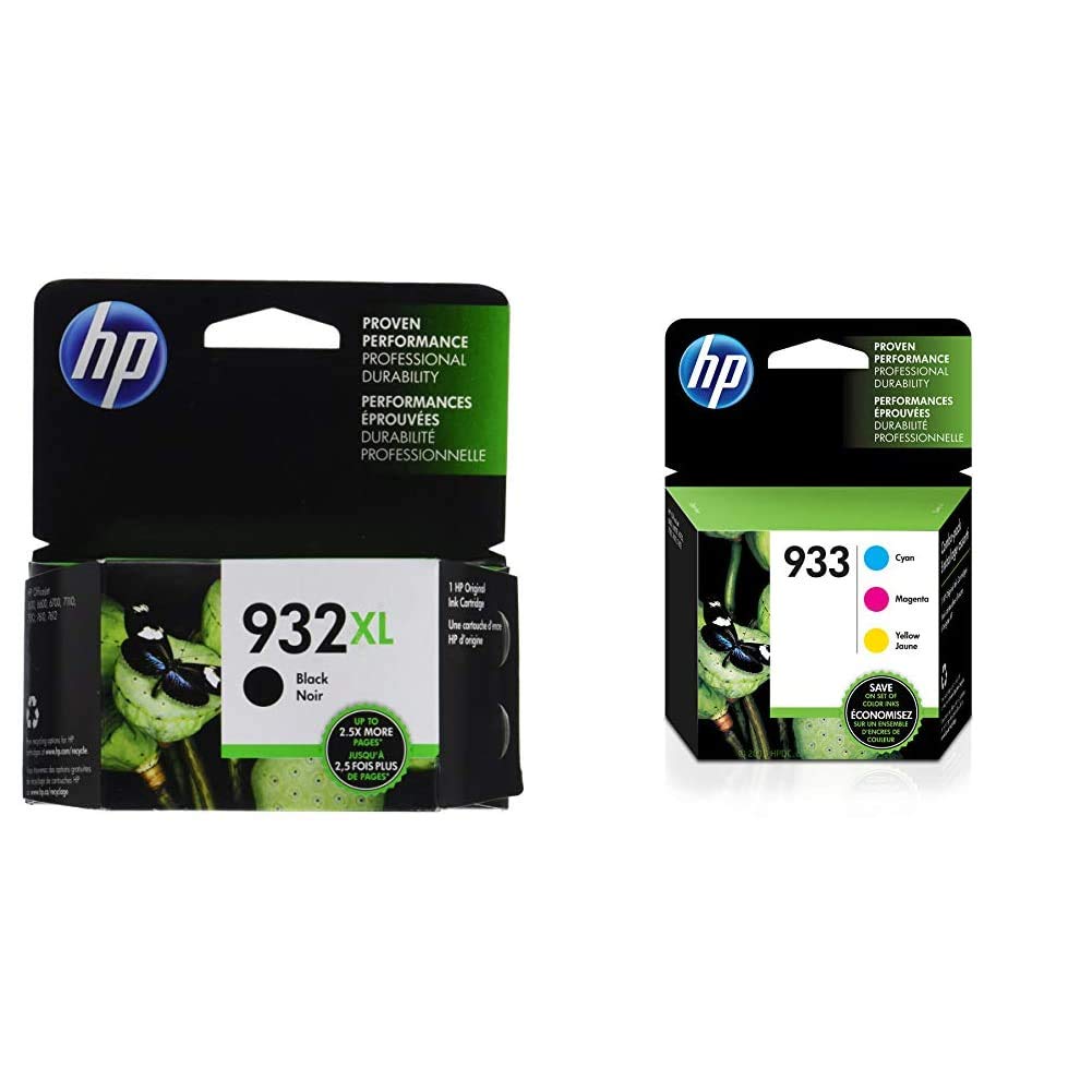 HP 932XL Black High Yield & HP 933 Cyan, Magenta, Yellow Original Ink ...