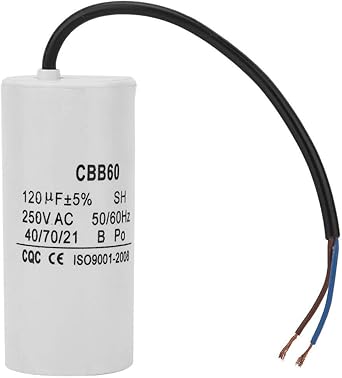 Amazon.com: CBB60 Run Capacitor, Wire Lead 250VAC 120uF 50/60Hz Capacitor for Motor Air ...