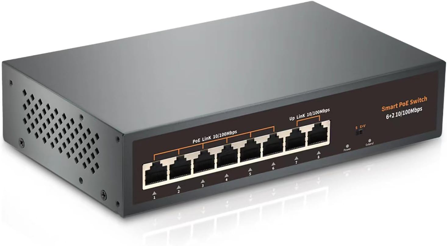 Amazon.com: BV-Tech 6 Port PoE+ Switch (4 PoE+ Ports with 2 Ethernet ...
