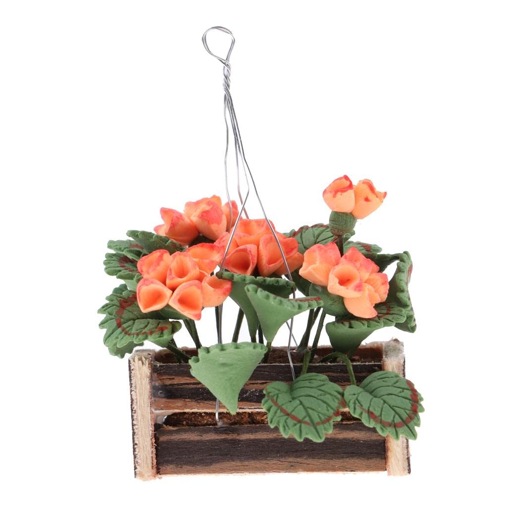 LOOM TREE® Miniature Hanging Flowers with Wooden Basket Set for 12th ...