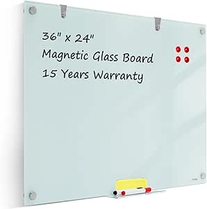 Amazon.com : Glass Whiteboard Dry Erase Board - TANKEE Magnetic Glass White Board 36 x 24 Inches ...